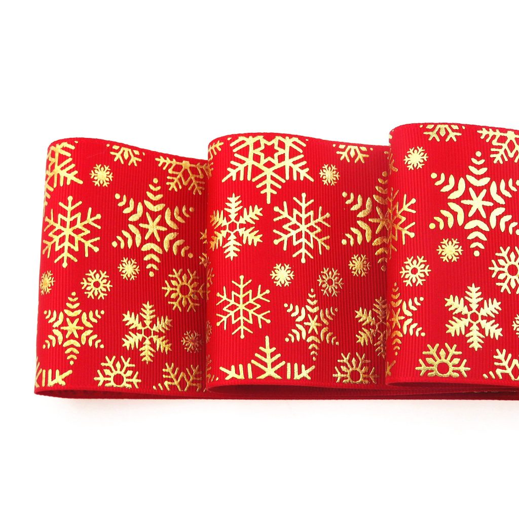 Christmas Ribbon 3 inch printed snowflake grosgrain ribbon