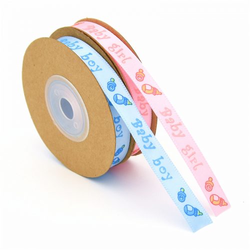 10 m/roll baby boy baby girl 1 cm wide printed satin ribbon