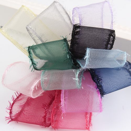 Wholesale luxury nylon mesh sheer ribbon organza ribbon for gift packing