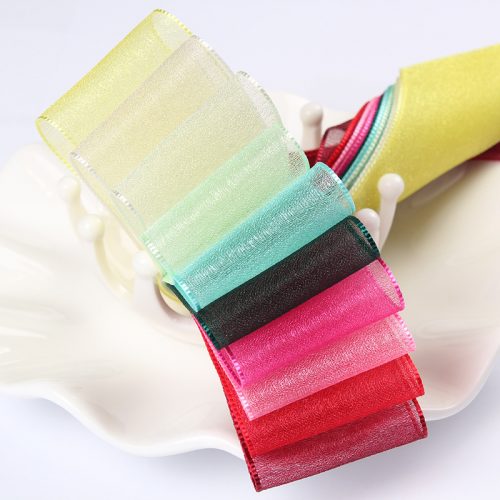 28 colors available 100% nylon mesh sheer ribbon